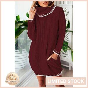 Dresses | Oversized Turtleneck Sweater Dress Mini Knit Long Sleeve Chic ...